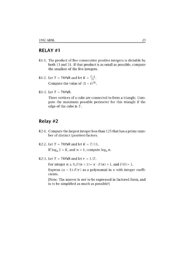 Sample Relay Problems | PDF
