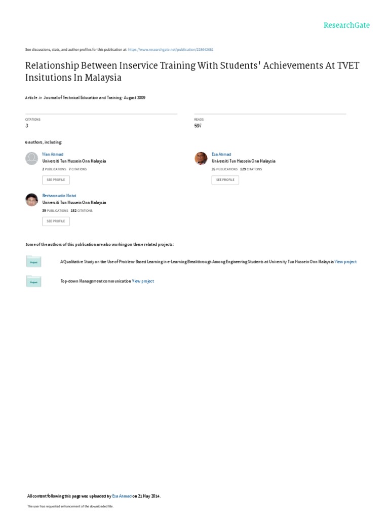 Relationship Between Inservice Training With Stude | PDF | Teachers ...