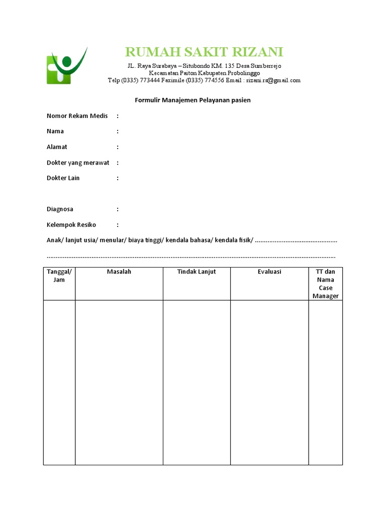 Contoh Form Untuk Case Manager | PDF