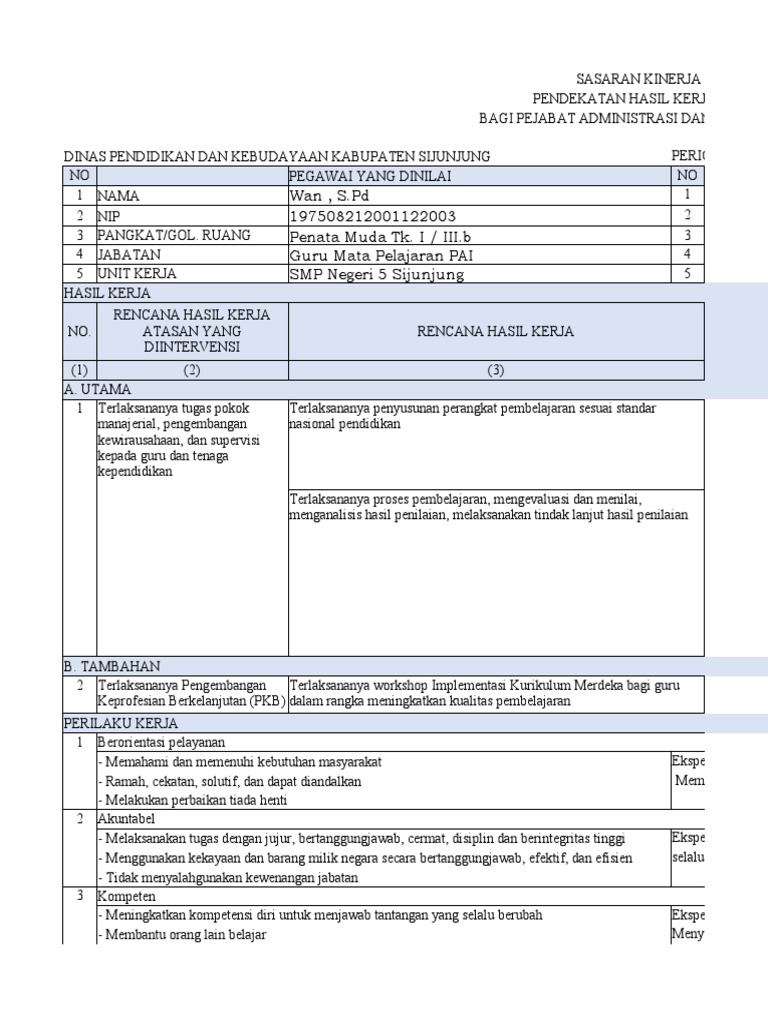 Contoh SKP Guru 2022 | PDF