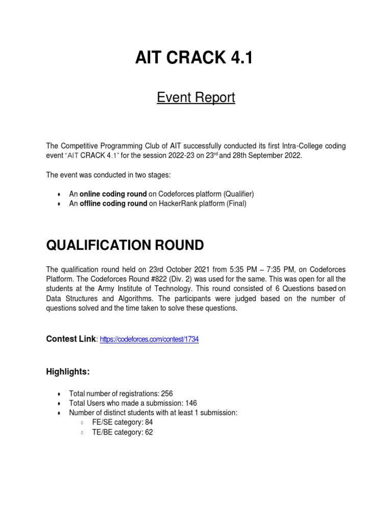 AIT CRACK 4.1 Report | PDF | Computer Programming | Computer Science