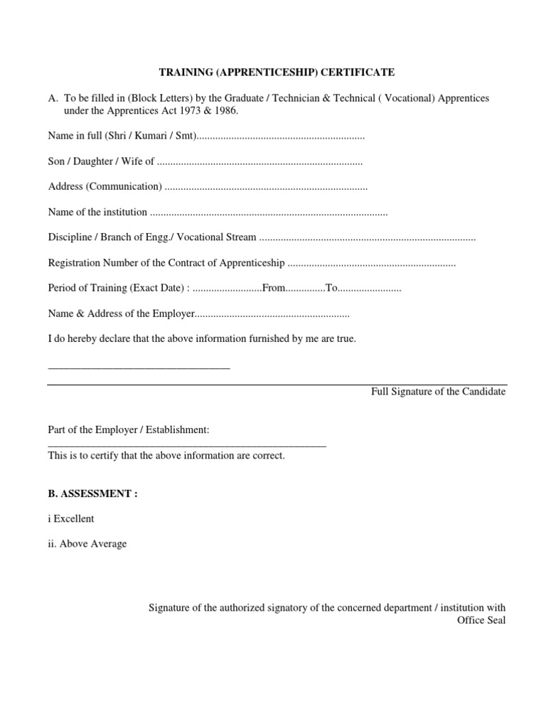 Apprenticeship Training Certificate Template | PDF | Career & Growth