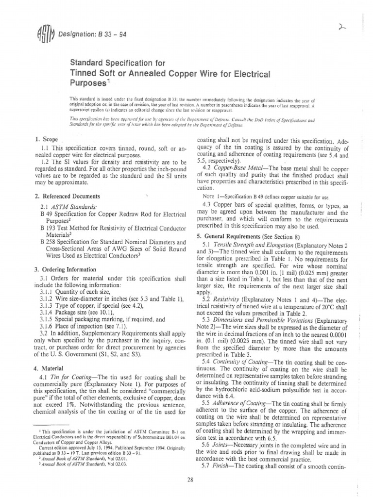ASTM B 33 Tinned Copper | PDF