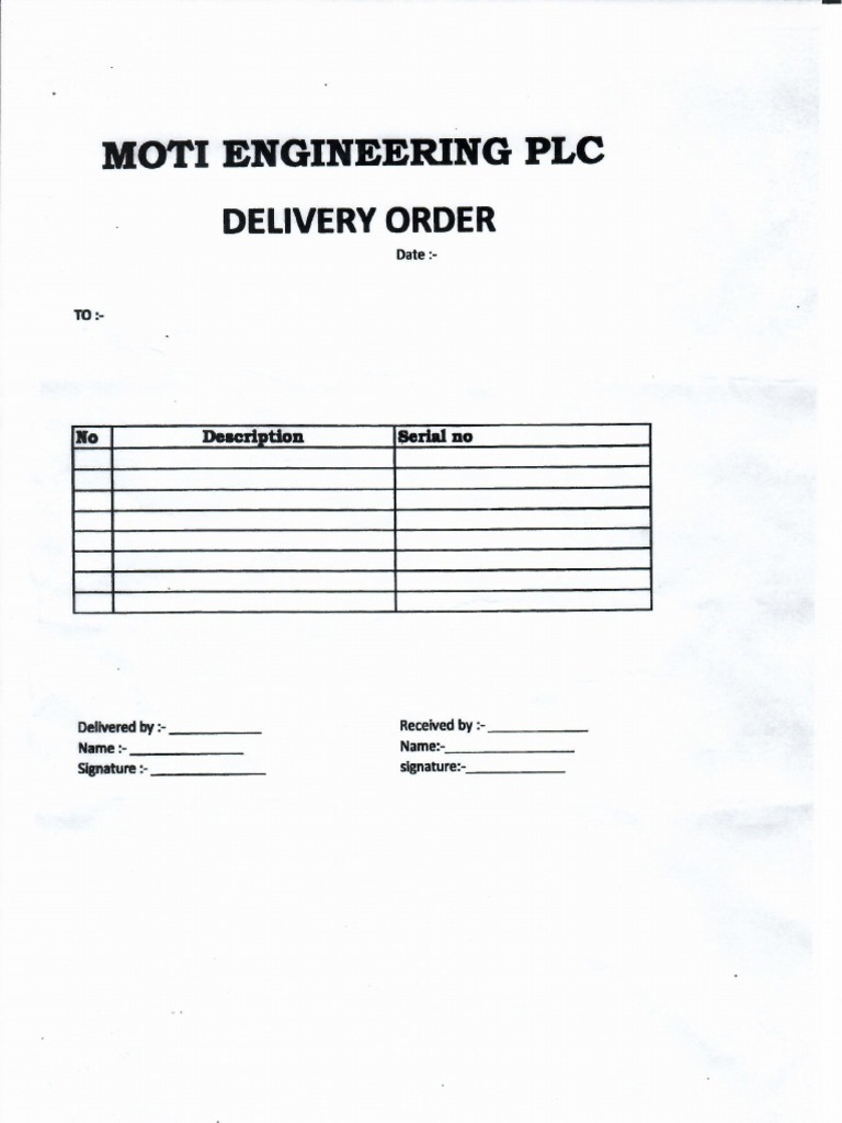 Delivery Form | PDF