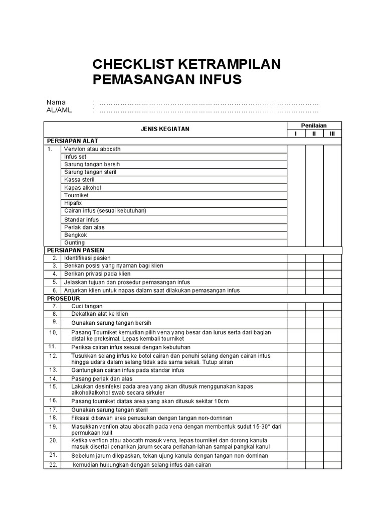 Panduan Pemasangan Infus | PDF