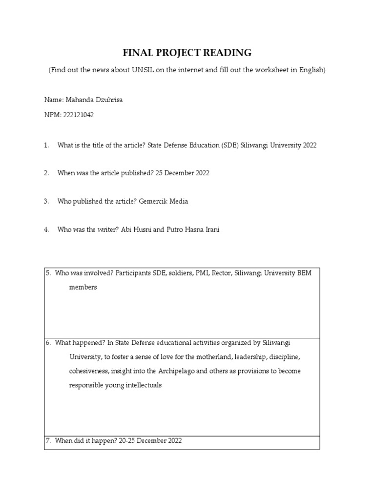 Final Project Extensive Reading | PDF | Communication