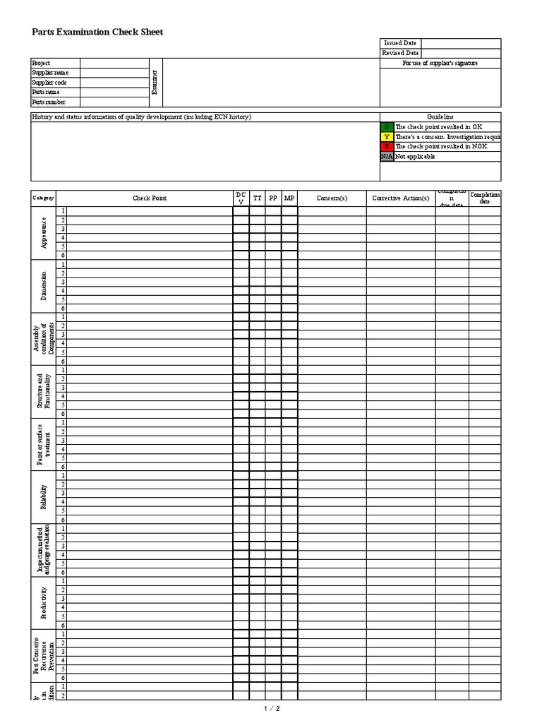 Parts Quality Examination Checklist | PDF | Applied And ...
