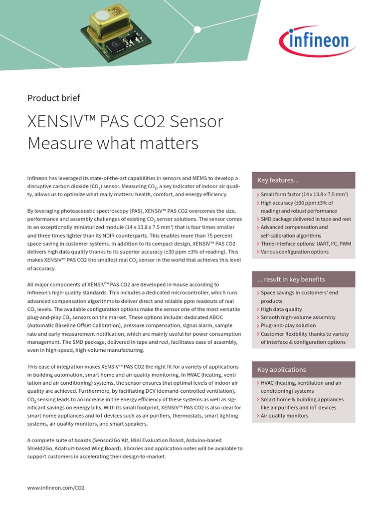 Infineon XENSIV - CO2 - Sensor ProductBrief v03 - 00 EN | PDF | Home Automation | Microphone