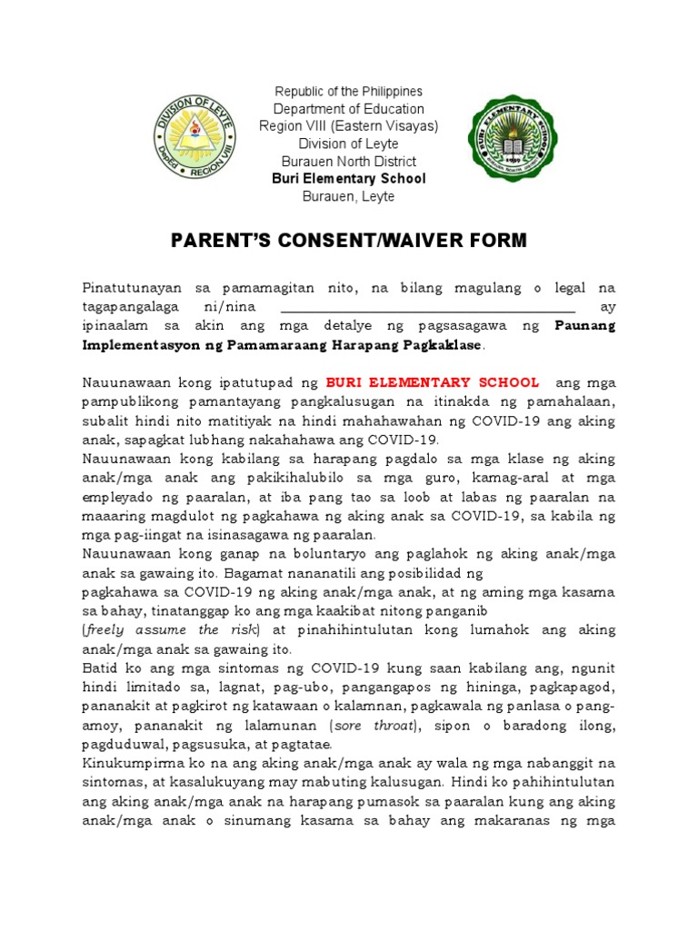 PARENTs Consent and Waiver | PDF