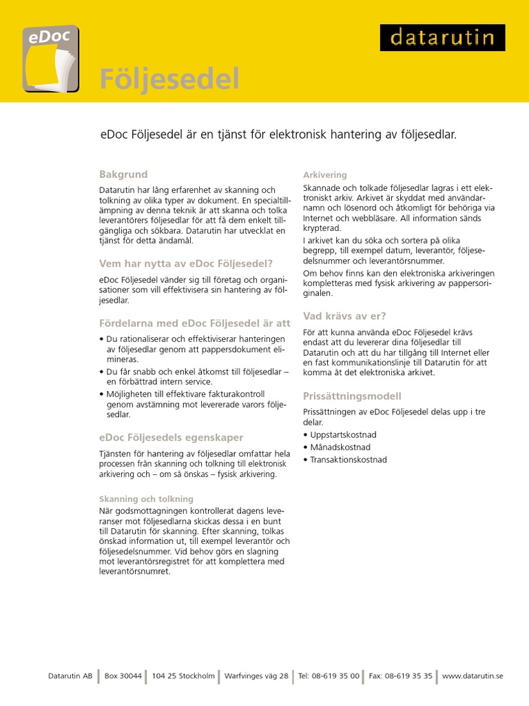 E-Arkiv Edoc Foljesedel | PDF