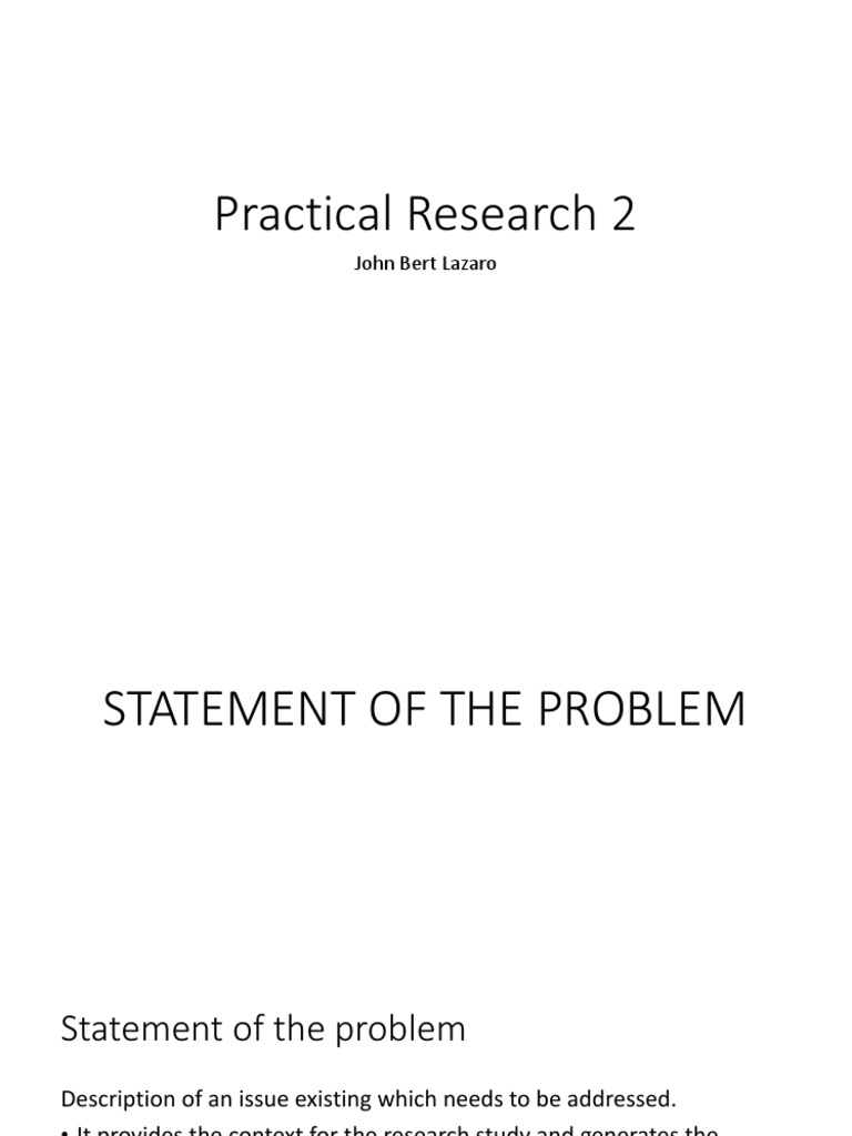 Practical Research 2: Problem Statement Guide | PDF