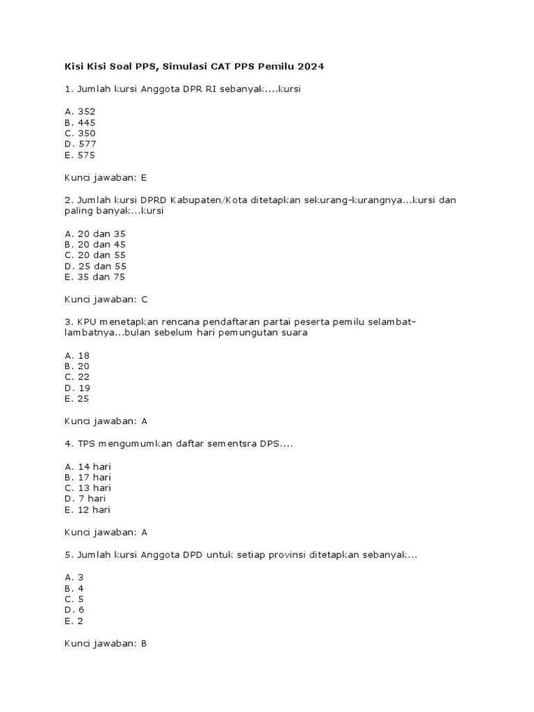 Kisi Kisi Soal PPS | PDF