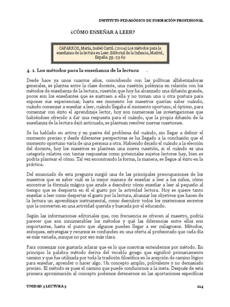 Cómo Enseñar A Leer Pdf Aprendizaje Método De Enseñanza