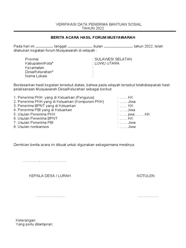 New Berita Acara Musdes-1 | PDF