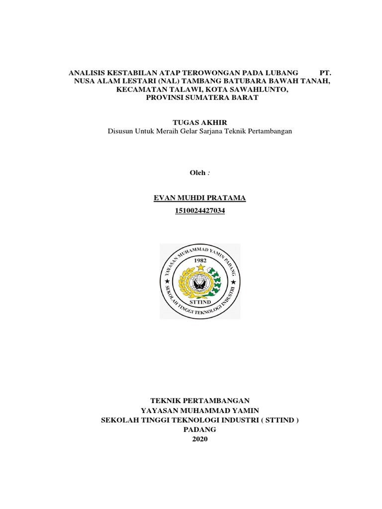 Analisis Kestabilan Atap Terowongan Pada Lubang Pt. | PDF