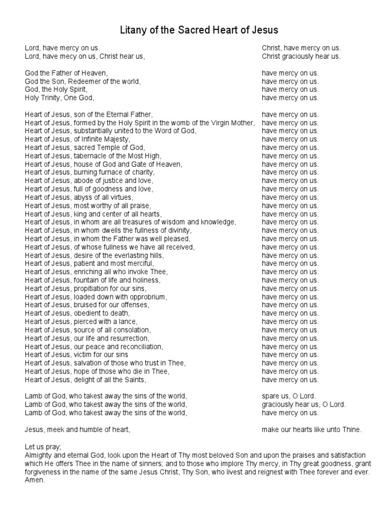 Litany of The Sacred Heart of Jesus | PDF | Mercy | Theology