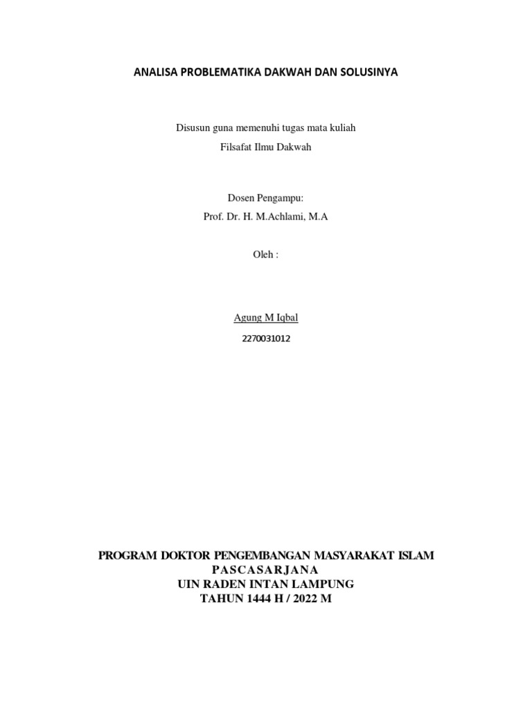 Problematika Dakwah dan Solusinya | PDF