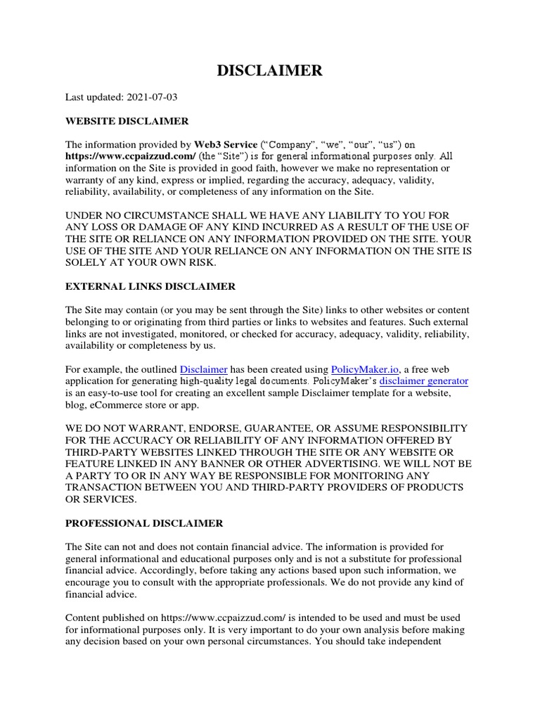 DISCLAIMER | PDF | Disclaimer | Information