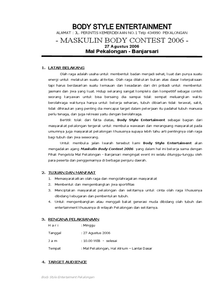 Proposal Maskulin Body Contest | PDF