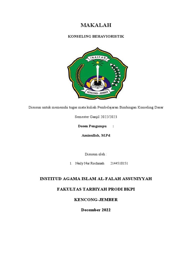 Makalah Konseling Behavioristik | PDF | Karier & Perkembangan
