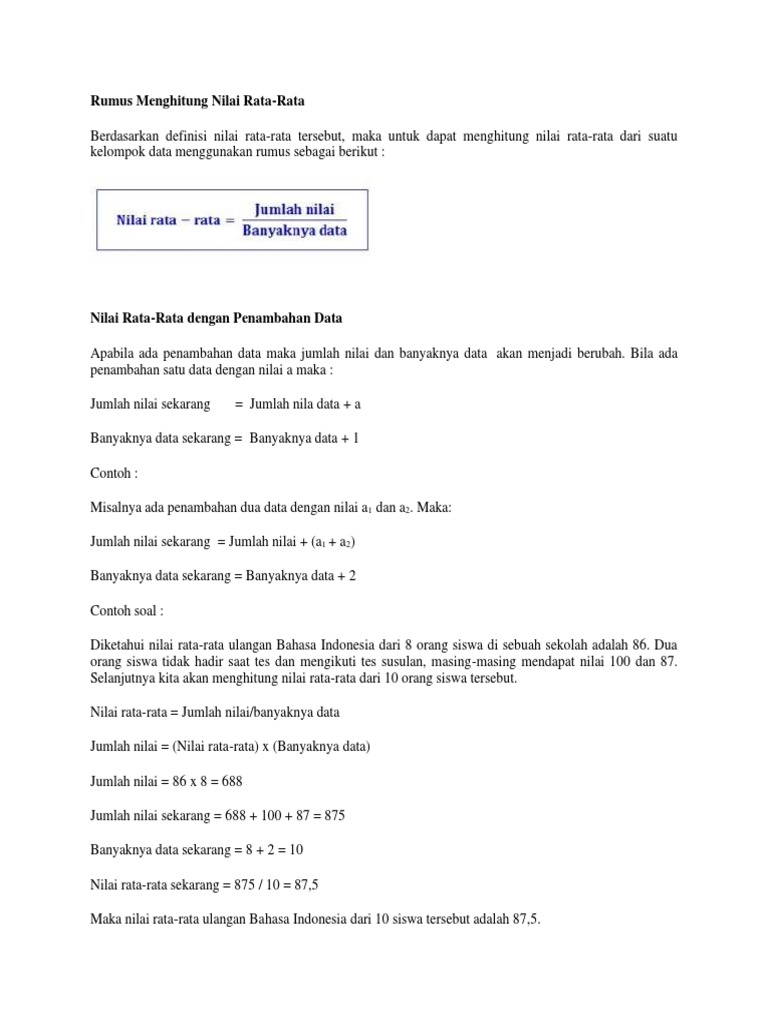 Menghitung Rata Rata Dengan Penambahan Atau Pengurangan Data | PDF