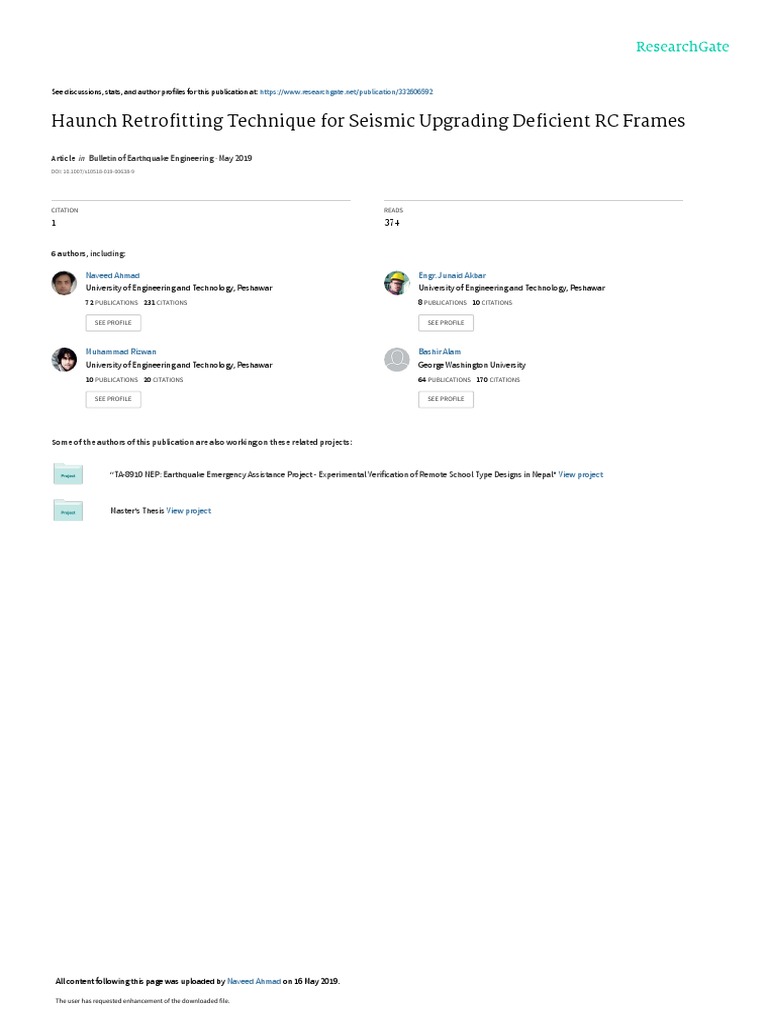 Haunch Retrofitting Technique For Seismic Upgrading Deficient RC Frames ...