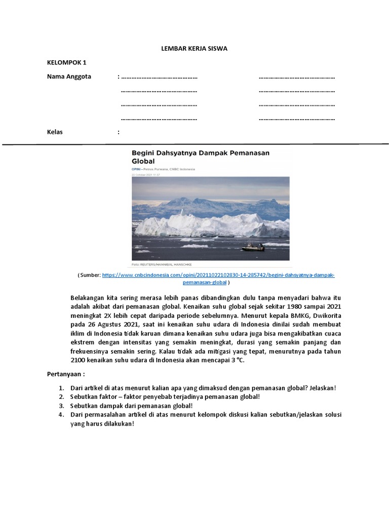 LEMBAR KERJA SISWA Pemanasan Global | PDF