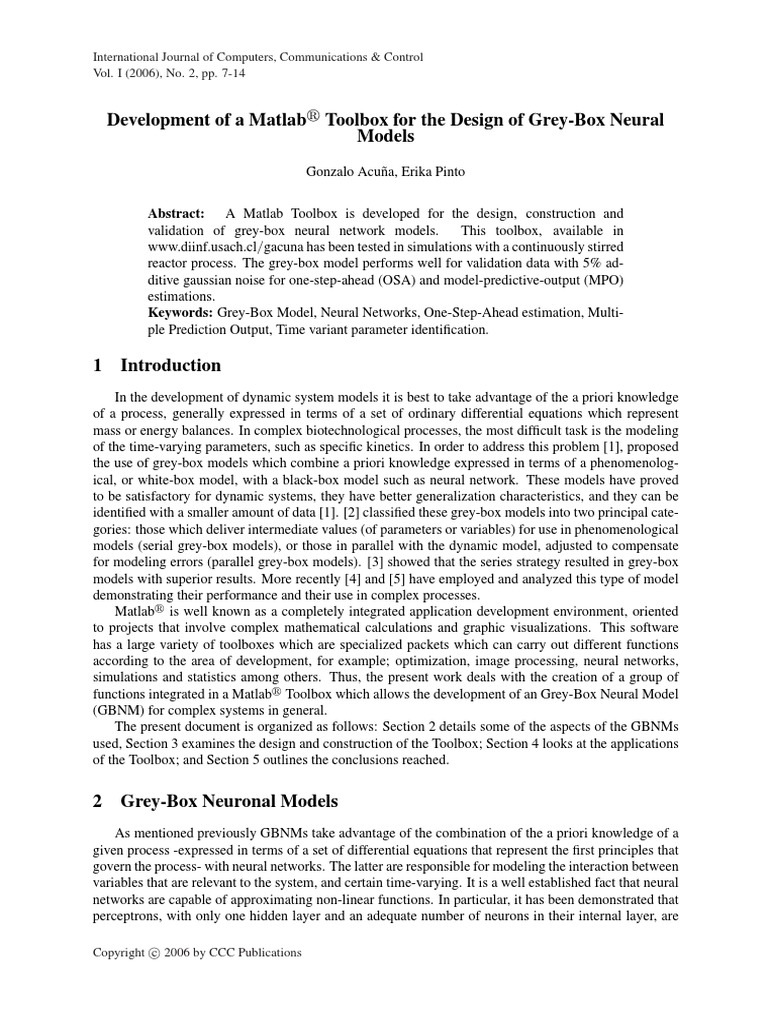 Development Matlab Toolbox For Grey Box | PDF | Artificial Neural Network | Matlab