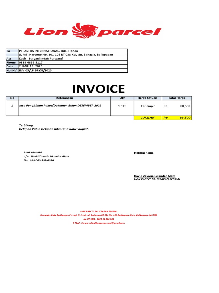 Invoice ASTRA | PDF