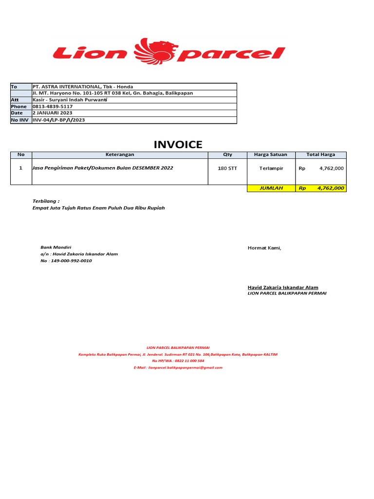 Invoice ASTRA | PDF