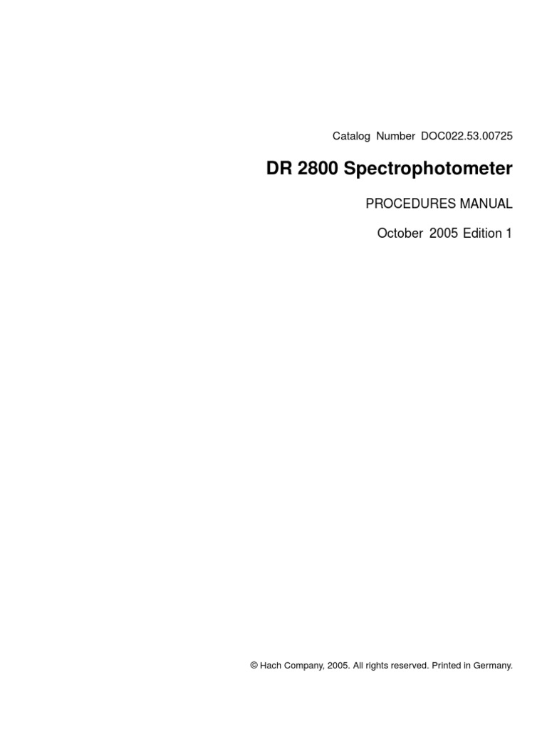 DR 2800 Spectrophotometer Manual | PDF | Total Organic Carbon | Chlorine