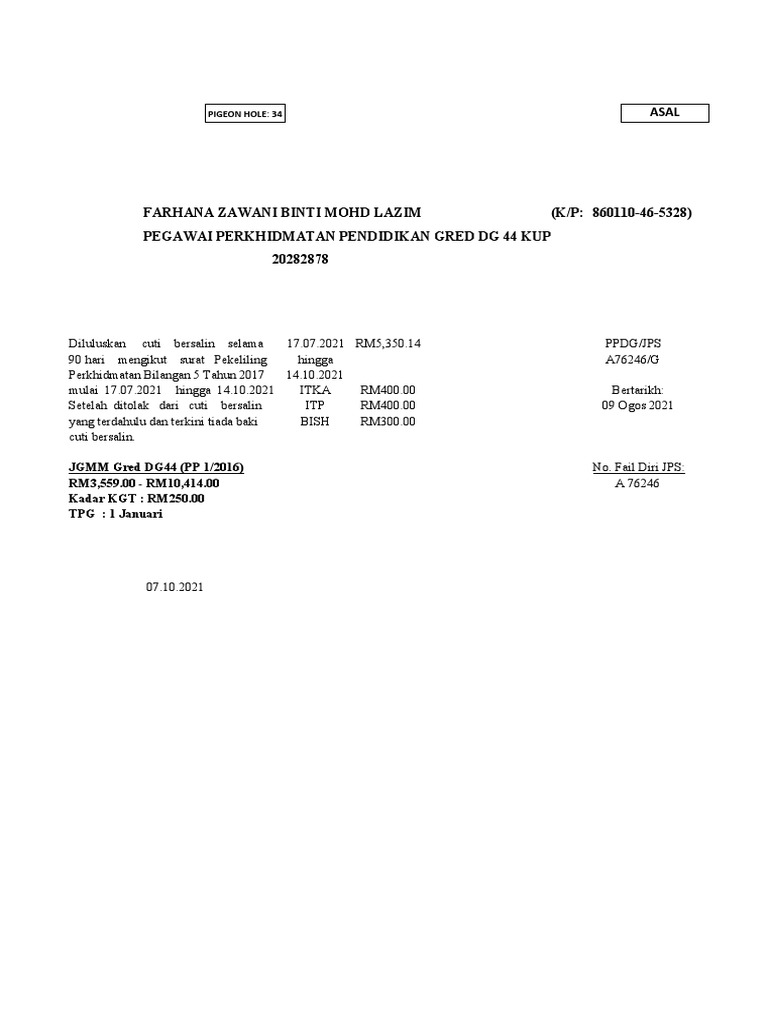 Kew 8 Cuti Bersalin Tahun 2021 | PDF
