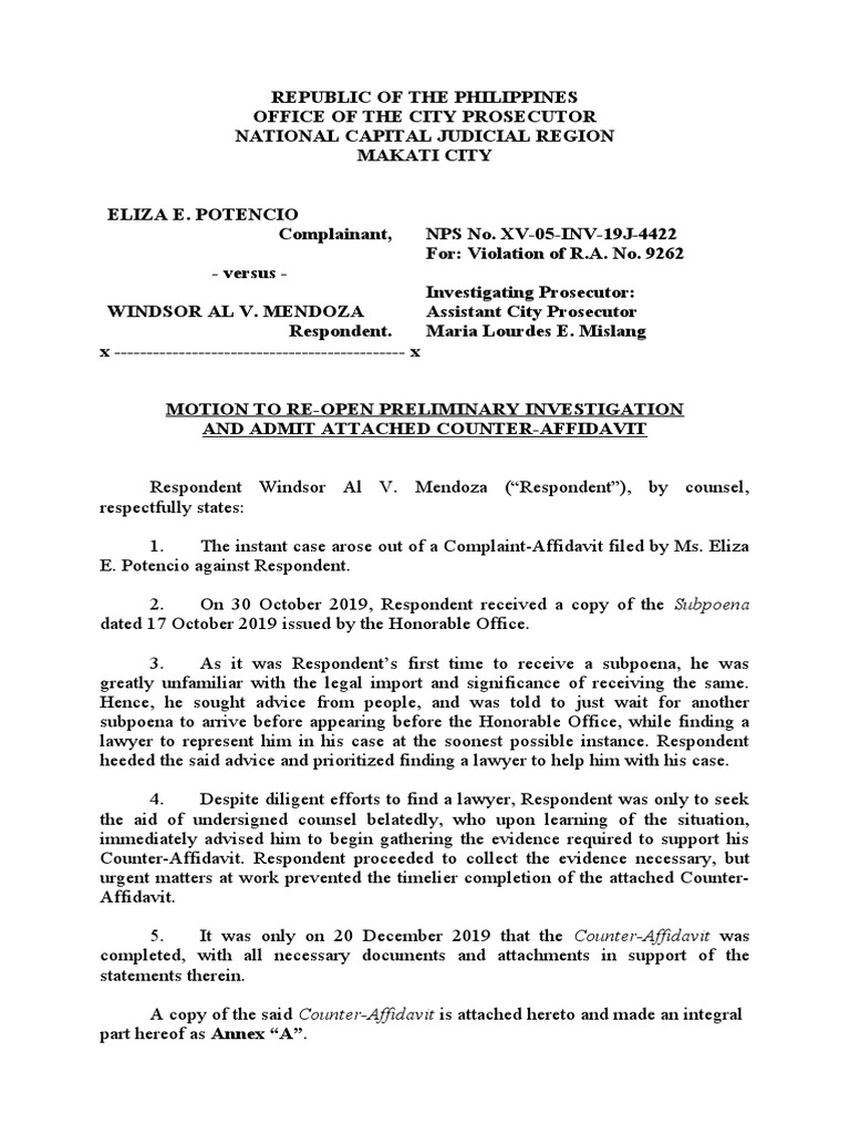 Motion To Admit Attached Counter-Affidavit | PDF | Judiciaries | Government Motion To Admit Attached Counter-Affidavit | PDF | Judiciaries | Government
