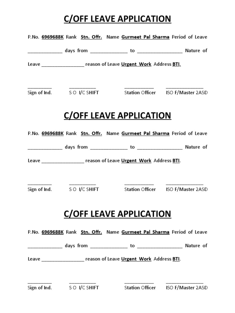 LEAVE APPLICATION | PDF