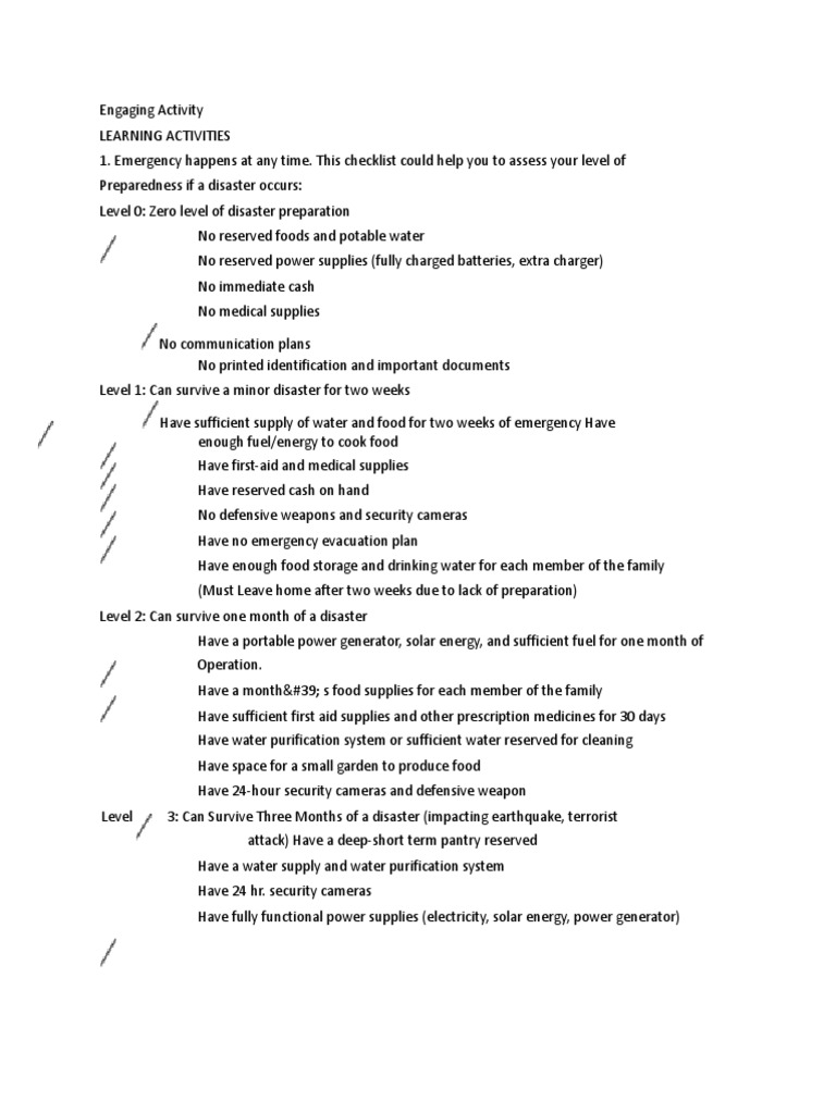 Disaster Preparedness Checklist | PDF | Emergency Management | Water