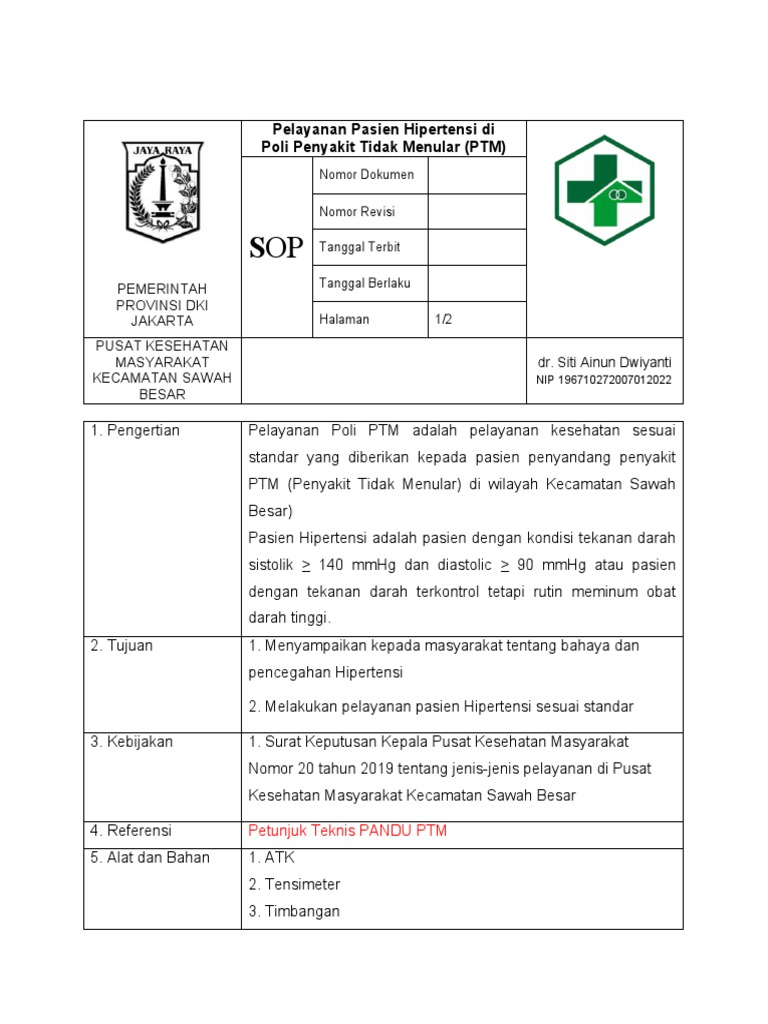 SOP Poli PTM Hipertensi | PDF | Pengembangan Diri | Kesehatan Holistik