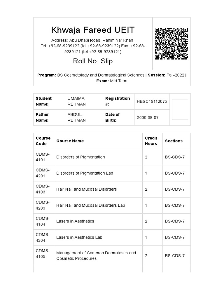 Kfueit Rollno - Slip | PDF