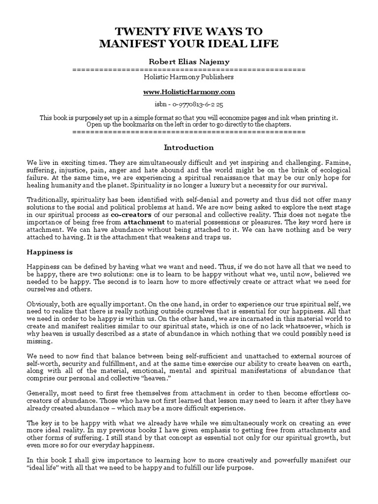 Twenty Five Ways To Create Our Ideal Reality by Robert Elias Najemy ...