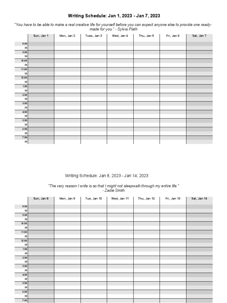 Writing Planner 2023 | PDF