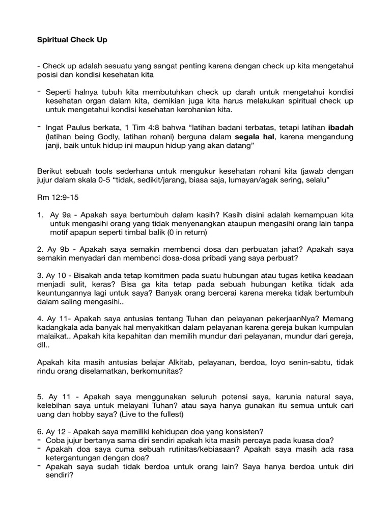 Spiritual Check Up | PDF