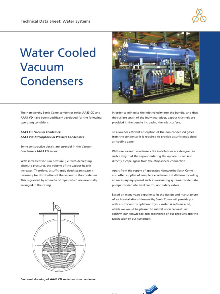 Water Cooled Vacuum Condensers | PDF | Heat Exchanger | Steam