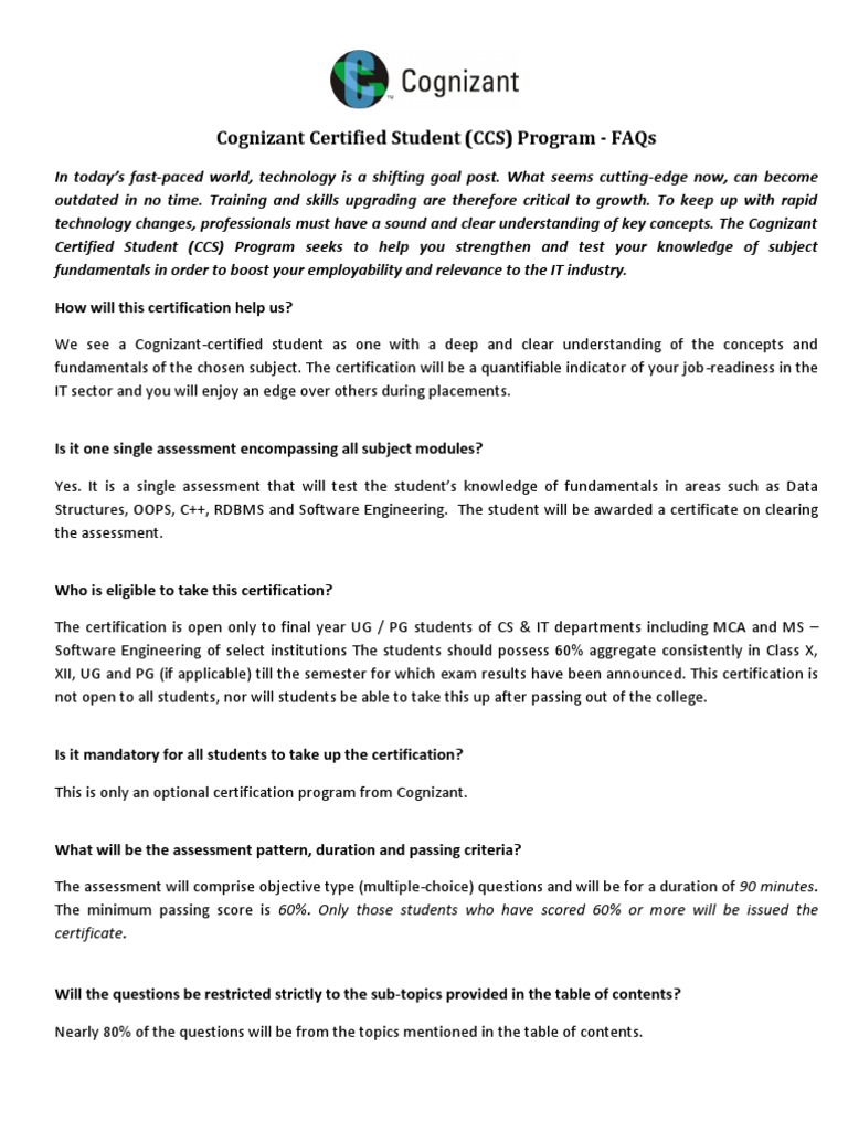CCS Program - FAQs | PDF