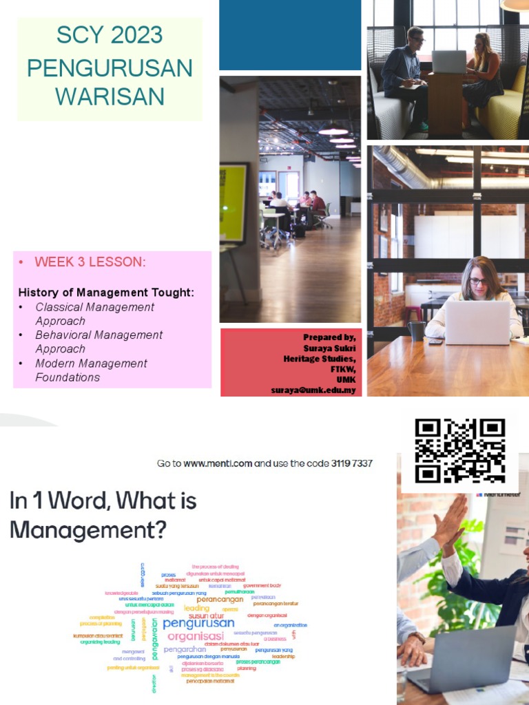 Scy 2023 - W3 History of Management Thought | PDF | Analytics | Business