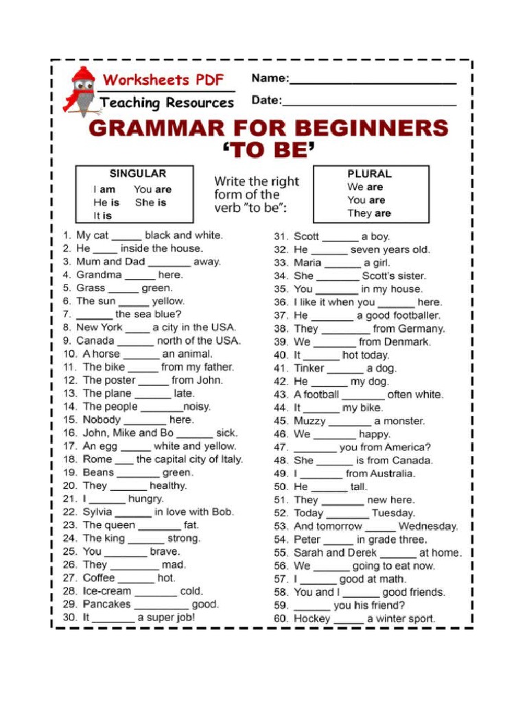 Grammar For Beginners ,,to Be | PDF