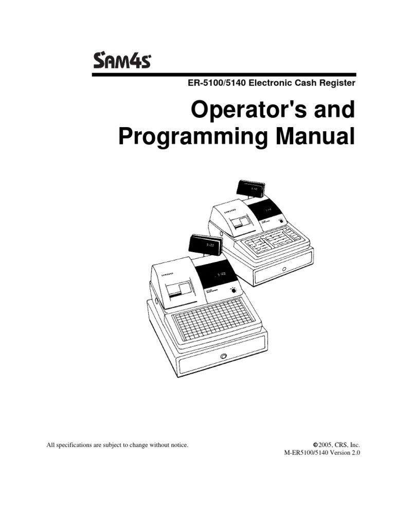 Operator's and Programming Manual: ER-5100/5140 Electronic Cash Register | PDF | Electromagnetic ...