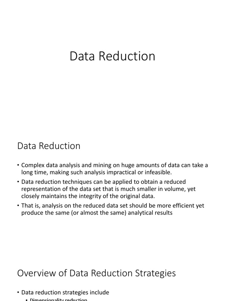 Data Reduction Techniques | PDF | Principal Component Analysis | Data Compression