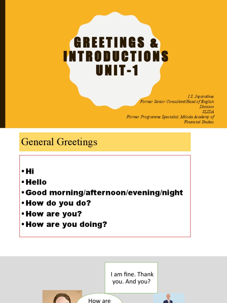 Lesson 1 - Greetings & Introductions | PDF | Judge