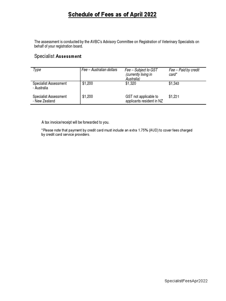 AVBC Assessment Application Fees | PDF | Fee | Credit Card