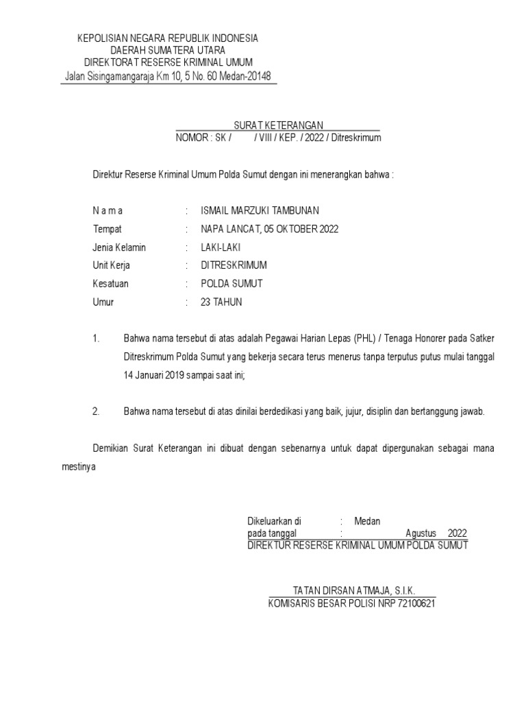 Blanko Surat Keterangan | PDF