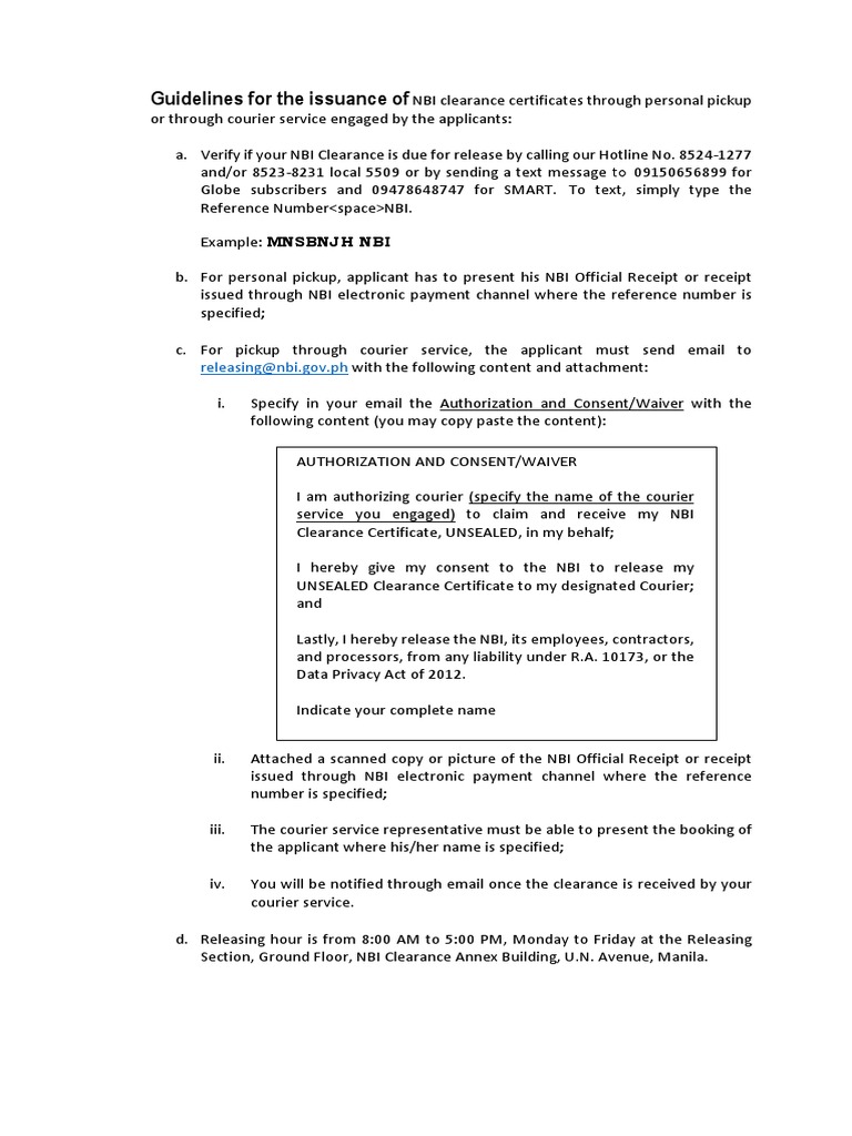 Nbi Pick Up Guidelines v2 | PDF | Law